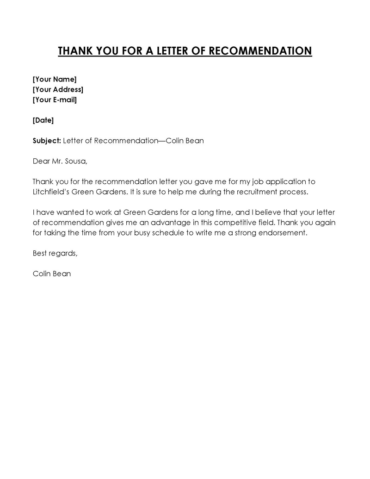 Thank You Letter for Recommendation (12 Best Samples)