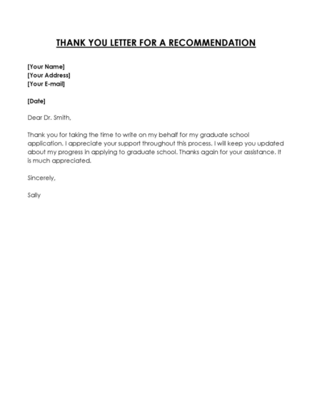 Thank You Letter for Recommendation (12 Best Samples)