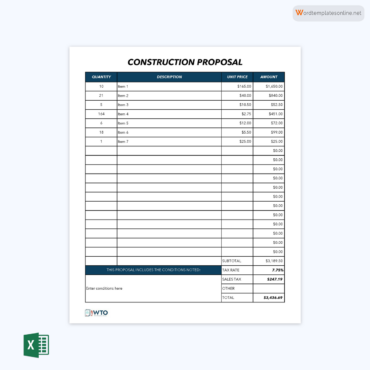 Free Construction Proposal Templates (Excel and Word)