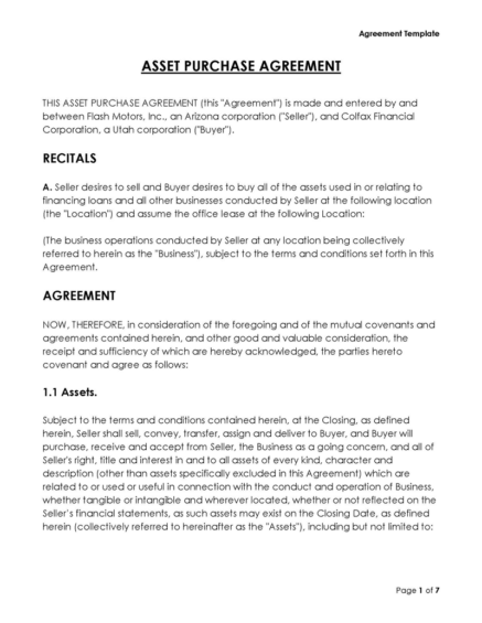 Free Asset Purchase Agreement Templates (Word, PDF)