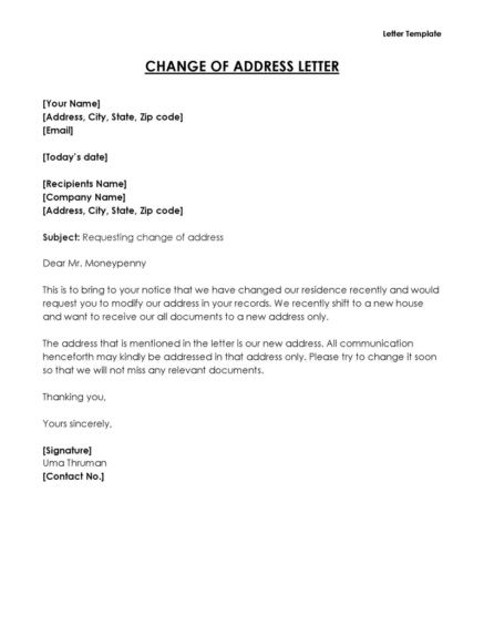 12 Change of Address Letter Examples (How To Write)