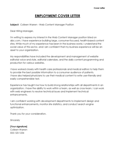 12 Perfect Employment Cover Letter Examples