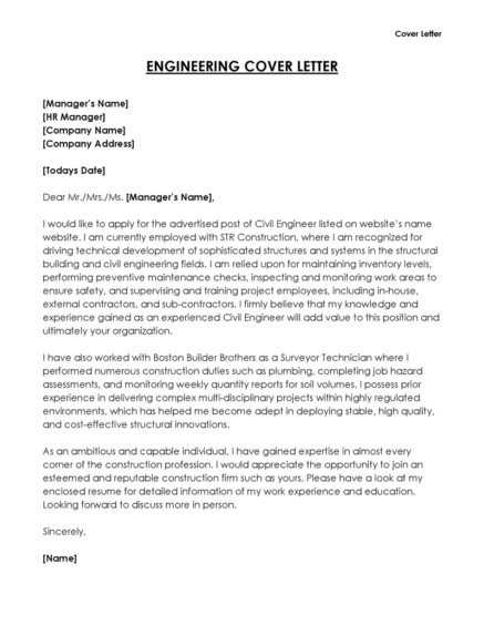 12 Best Engineering Cover Letter Templates + How To Write