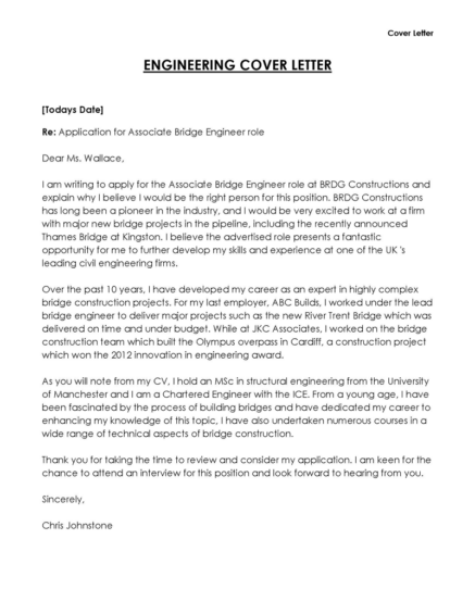12 Best Engineering Cover Letter Templates + How To Write