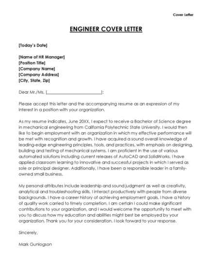 12 Best Engineering Cover Letter Templates + How To Write