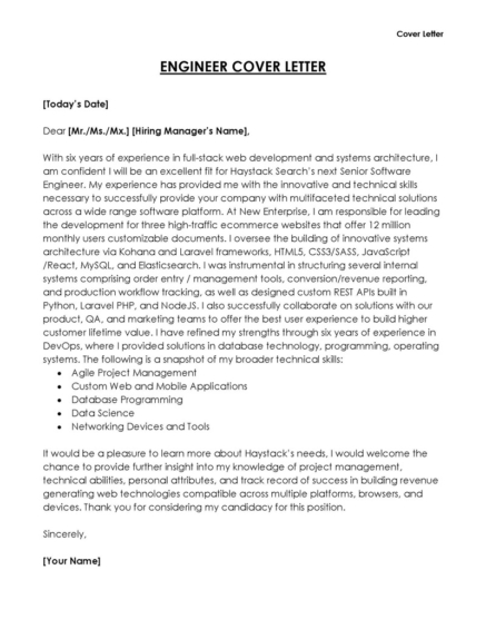 12 Best Engineering Cover Letter Templates + How To Write