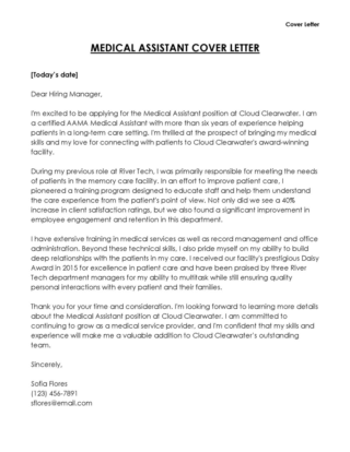 Medical Assistant Cover Letter Examples + Templates
