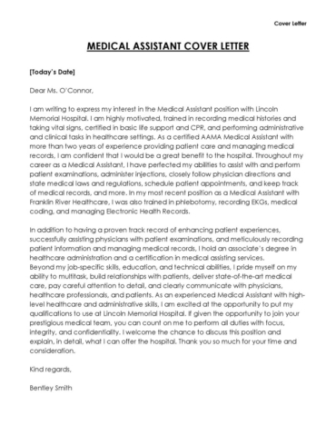 Medical Assistant Cover Letter Examples + Templates