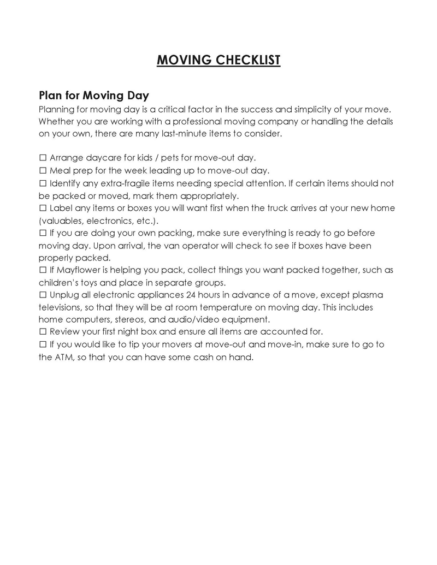 Free House Moving Checklists and To-Do Timeline