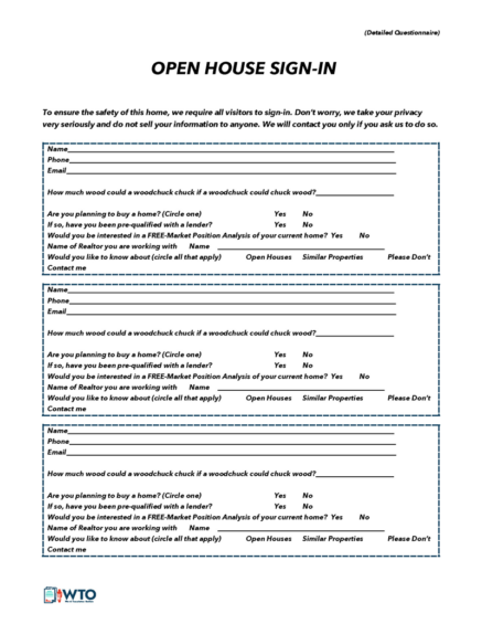 12 Free Open House Sign-In Sheet Templates