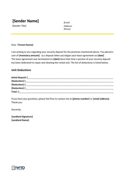 12 Free Security Deposit Return Letters | Word, PDF