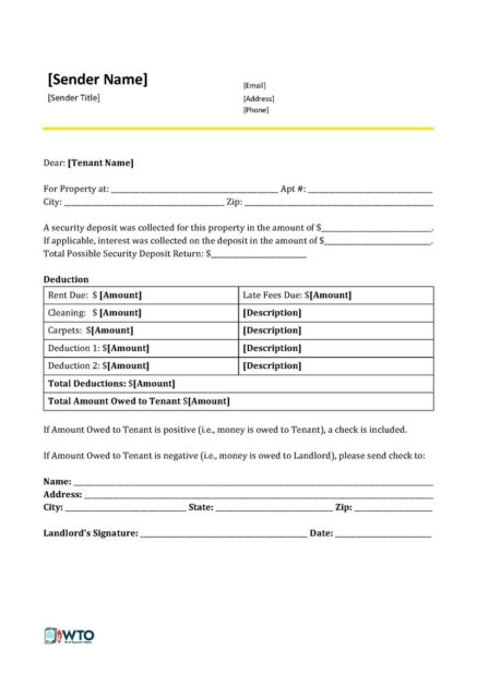 12 Free Security Deposit Return Letters | Word, PDF