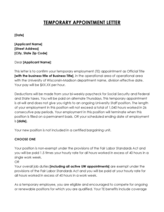 Temporary Appointment Letter Samples (Writing Tips)