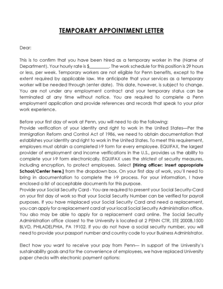 Temporary Appointment Letter Samples (Writing Tips)