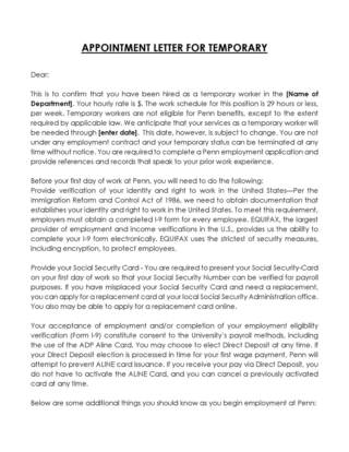 Temporary Appointment Letter Samples (Writing Tips)