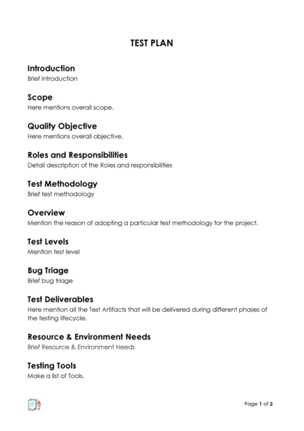 Free Test Plan Templates & Examples (Word)