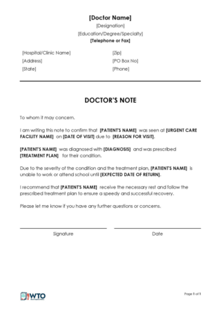 40 Free Doctor Note Templates for Work, School