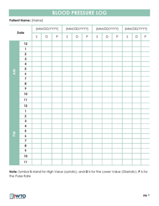 Free Blood Pressure Log Sheets (PDF, Word, Excel)
