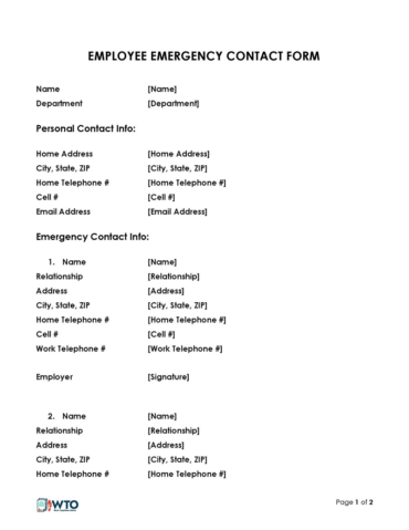 Free Employee Emergency Contact Forms (Word | PDF)