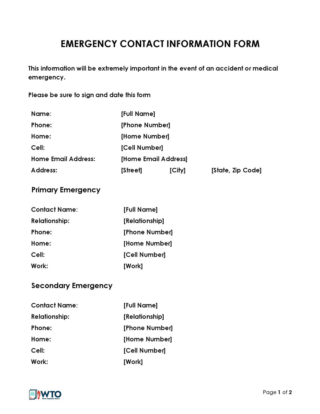 Free Employee Emergency Contact Forms (Word | PDF)