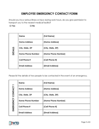 Free Employee Emergency Contact Forms (Word | PDF)