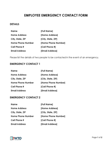 Free Employee Emergency Contact Forms (Word | PDF)