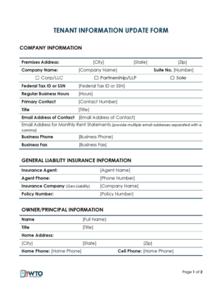 Free Tenant Information Update Forms (Editable)