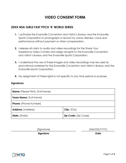 Free Video Consent Forms - Word | PDF - (Editable)