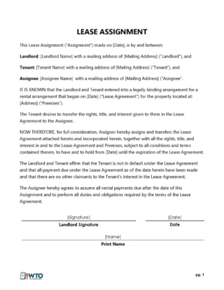 Free Assignment of Lease Forms | Word - PDF
