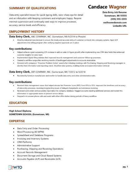 12 Free Resume Templates for Data Entry Operators