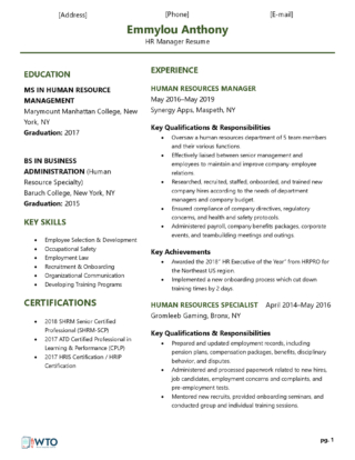 12 Free Human Resource Manager Resume Templates