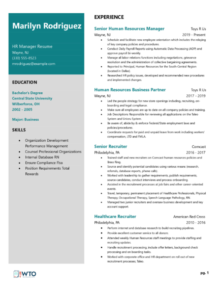 12 Free Human Resource Manager Resume Templates