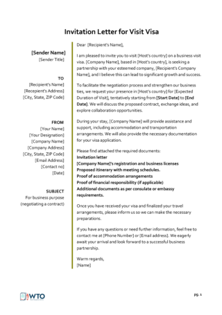 Writing an Invitation Letter for U.S Visitor Visa - Samples