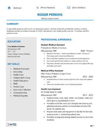 12 Medical Student Resume Templates - Examples - Tips