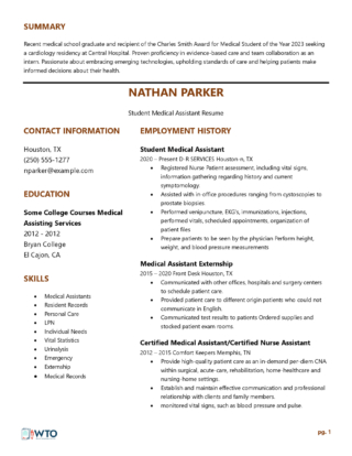 12 Medical Student Resume Templates - Examples - Tips