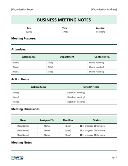8 Free Meeting Notes Templates