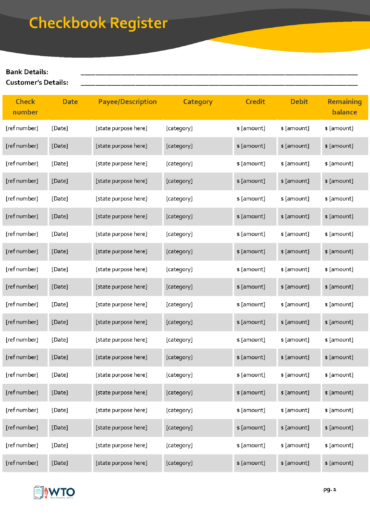 10 Free Checkbook Register Templates
