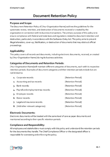 Document Retention Policy 101: Free Templates - Samples