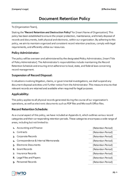 Document Retention Policy 101: Free Templates - Samples