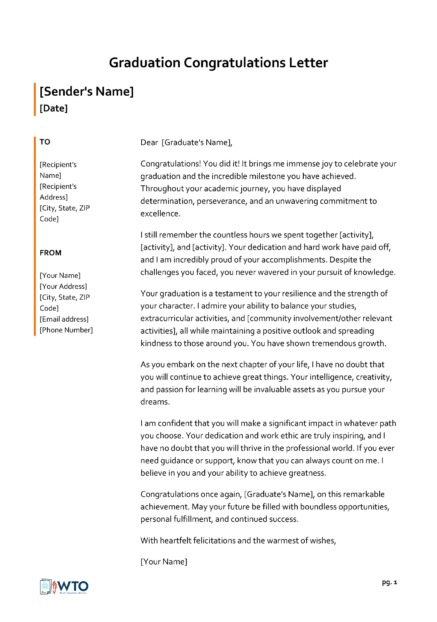 Sample Congratulations Letters for Graduation