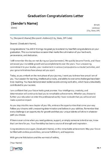 Sample Congratulations Letters for Graduation