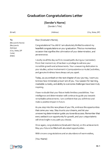 Sample Congratulations Letters for Graduation
