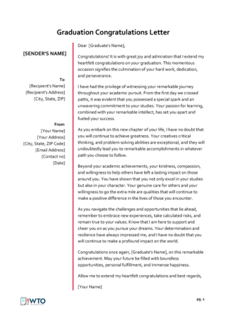 Sample Congratulations Letters for Graduation