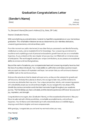 Sample Congratulations Letters for Graduation