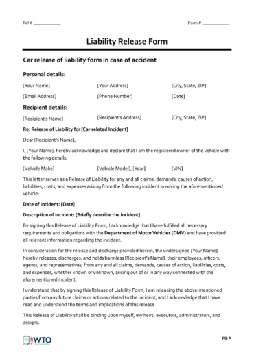 Free DMV Release of Liability Forms - Editable