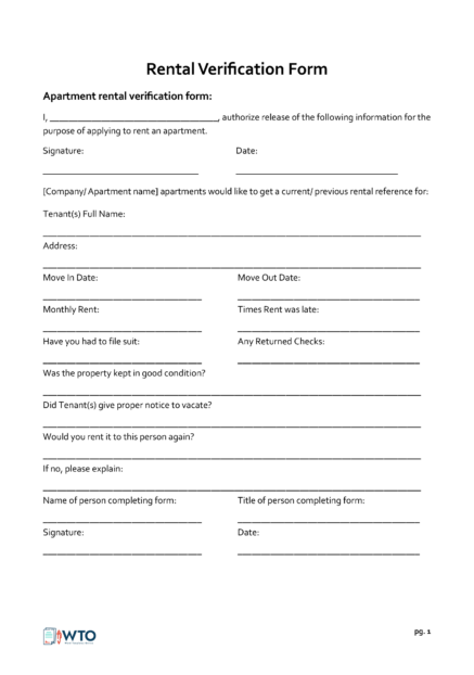 10 Free Rent Verification Forms (Word, PDF)