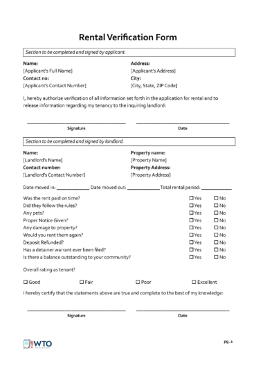 10 Free Rent Verification Forms (Word, PDF)
