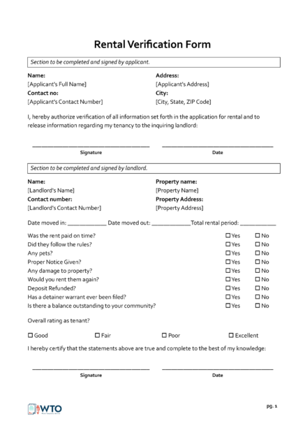 10 Free Rent Verification Forms (Word, PDF)