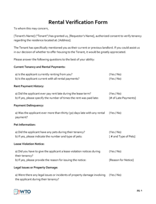 10 Free Rent Verification Forms (Word, PDF)