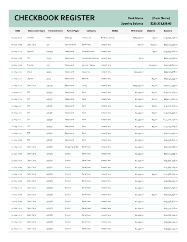 10 Free Checkbook Register Templates